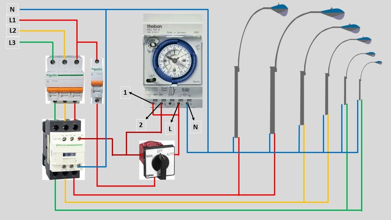 Turn on the street lights using the timer and selector switch | timer ...
