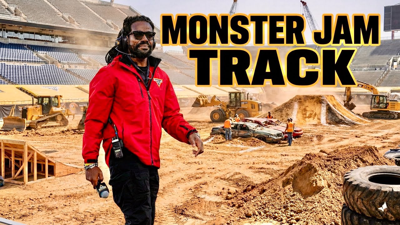 How a Football Field Becomes a Monster Jam Track (Full Process) 🤯 - YouTube