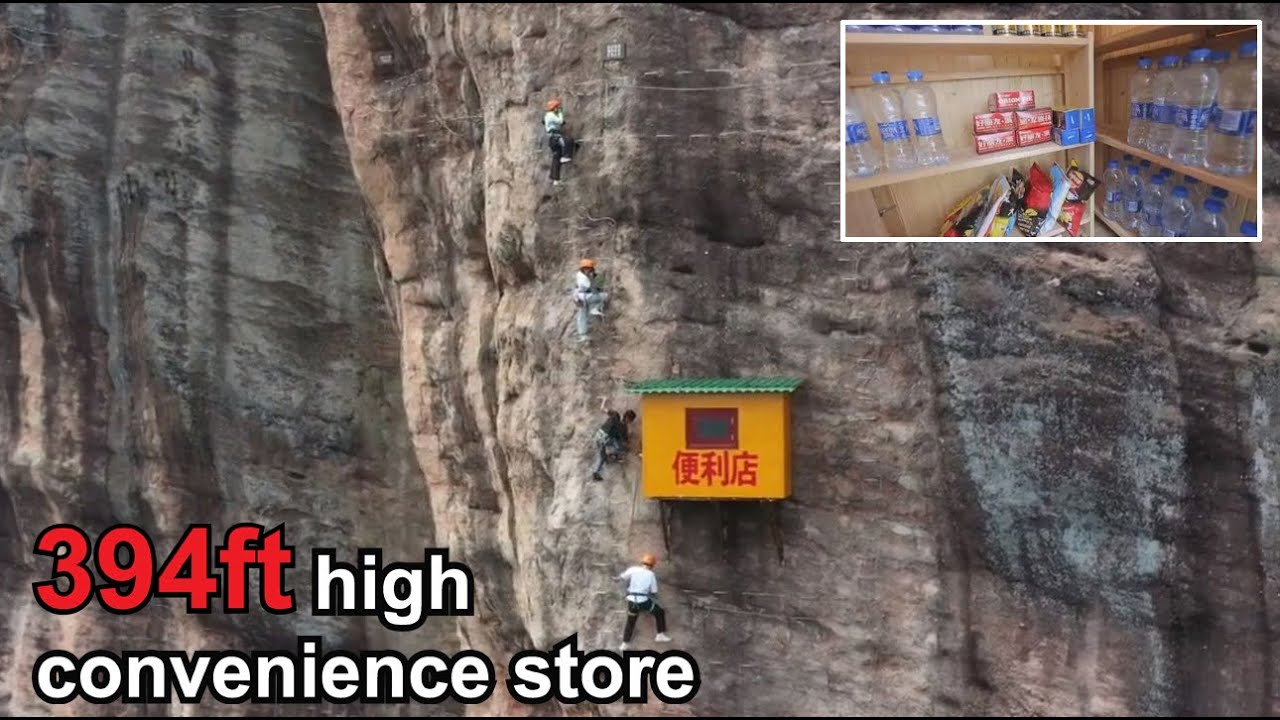 World's most "inconvenient convenience store" (on a cliff!) - YouTube