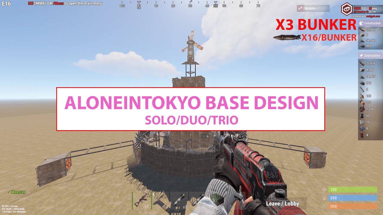 ALONEINTOKYO BASE DESIGN X3 BUNKER | Solo/Duo - 2022 Rust Base Tutorial ...
