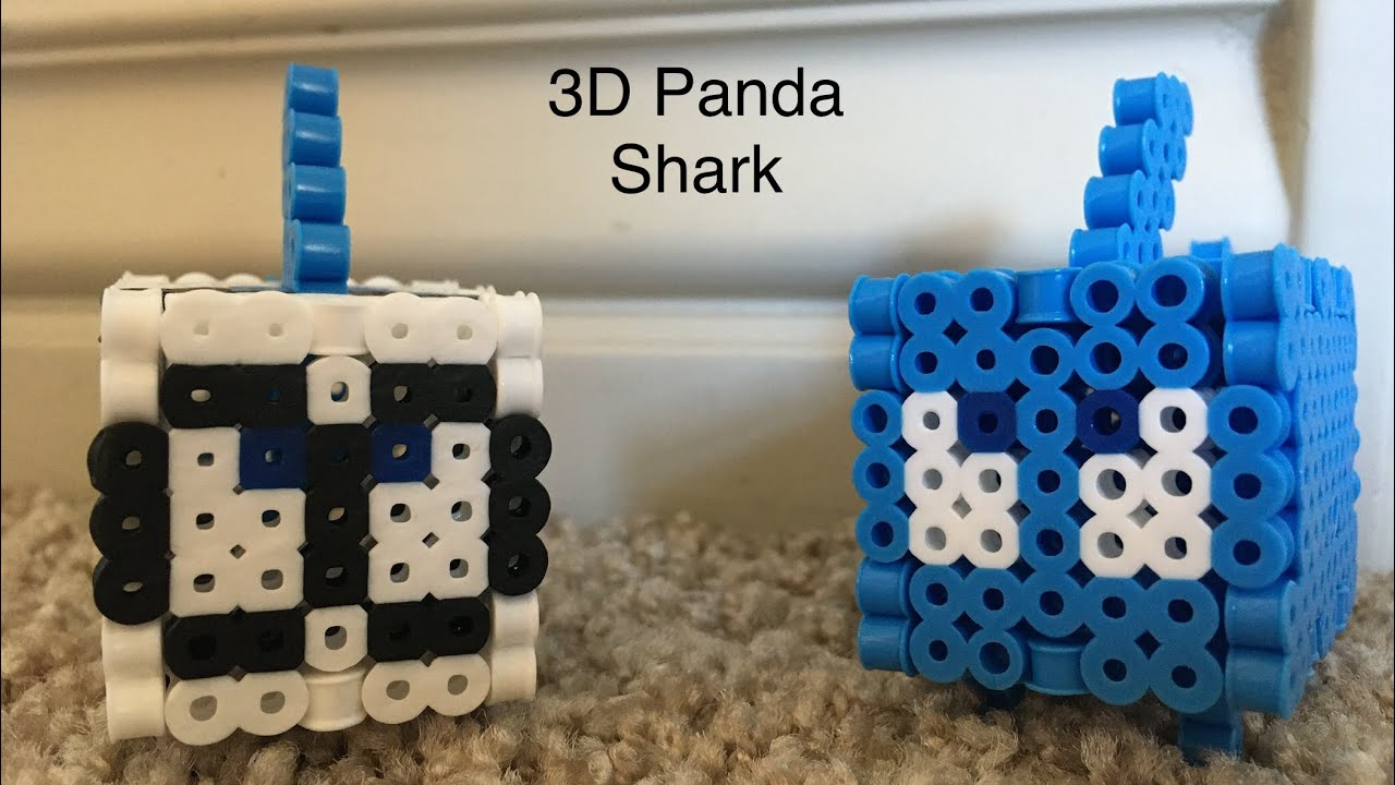 3D Perler Bead Panda Shark Tutorial - YouTube