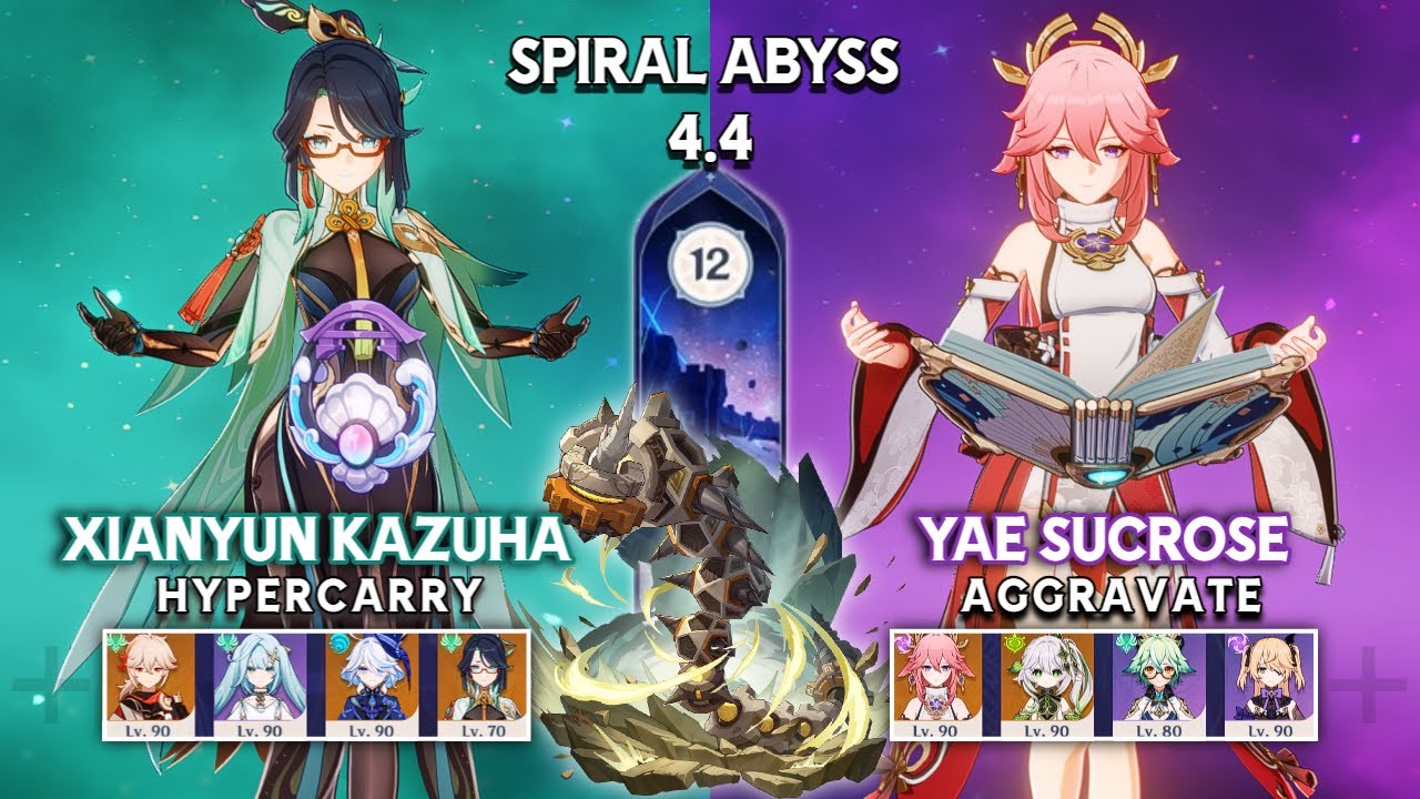 C2 Kazuha Xianyun Hypercarry & C0 Yae Sucrose Aggravate | Spiral Abyss ...