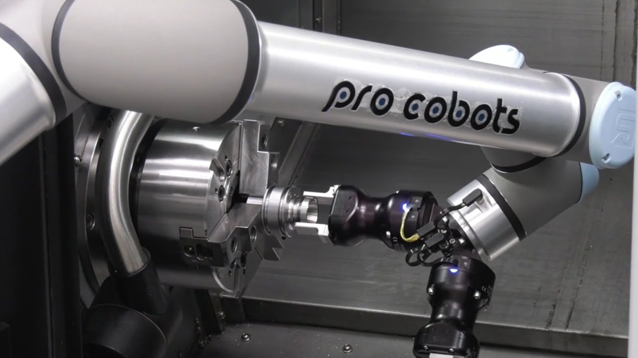 Hurco TM8 with a COBOT makes light work of automation - YouTube