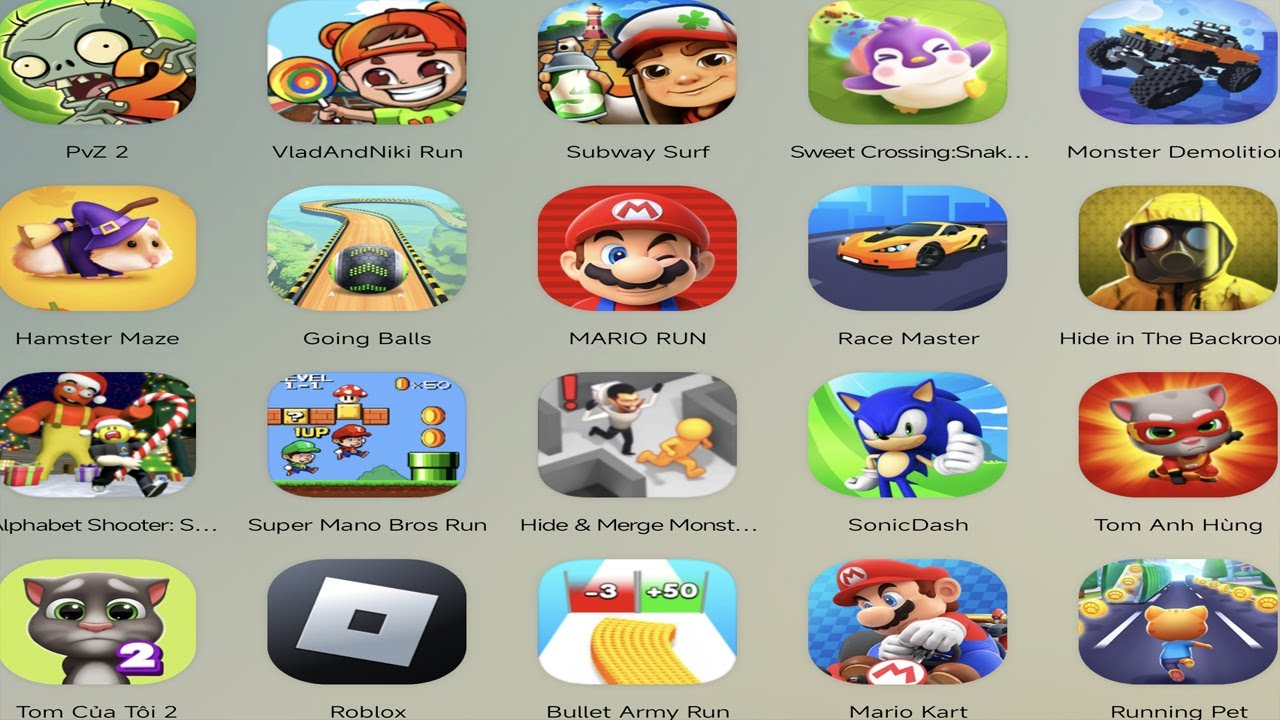 Going Ball,Hide& Merge Monsters,MARIO RUN,Car Race 3D,bowmasters,Bullet ...