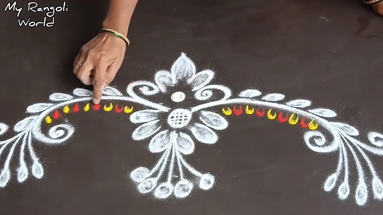 Simple Border Kolam Designs/Easy Side Border Rangoli Designs/Latest ...