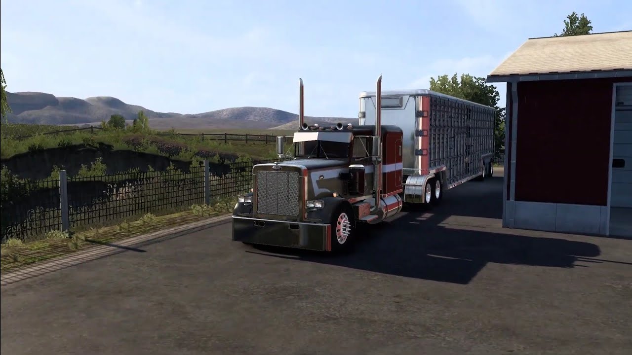American Truck Simulator Peterbilt 359 Cattle Hauler - YouTube