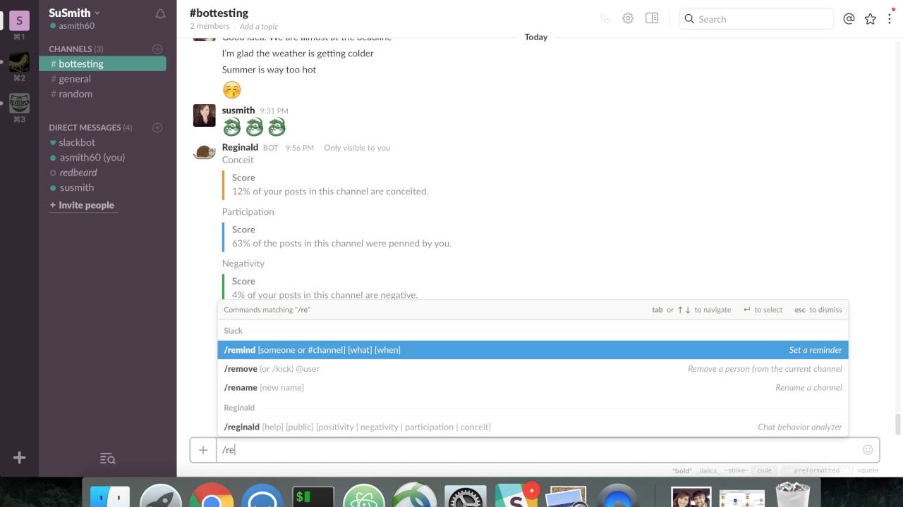 Reginald -a Slack chat bot- - YouTube