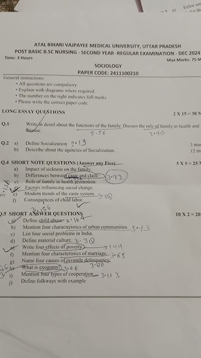 PBBSc nursing 2nd year paper 2024 sociology - YouTube