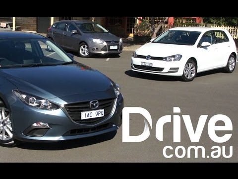 Mazda3 2014 v Ford Focus v Volkswagen Golf Comparison | Drive.com.au ...