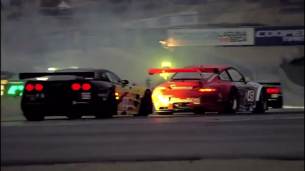 Crazy Road Rage On Racetrack -- Corvette vs Porsche - YouTube