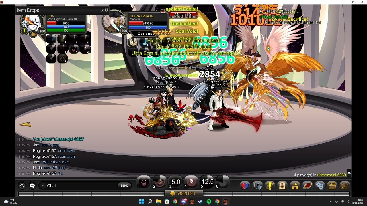 Aqw Void Highlord vs Ultra Ezrajal with forge enhancment - YouTube