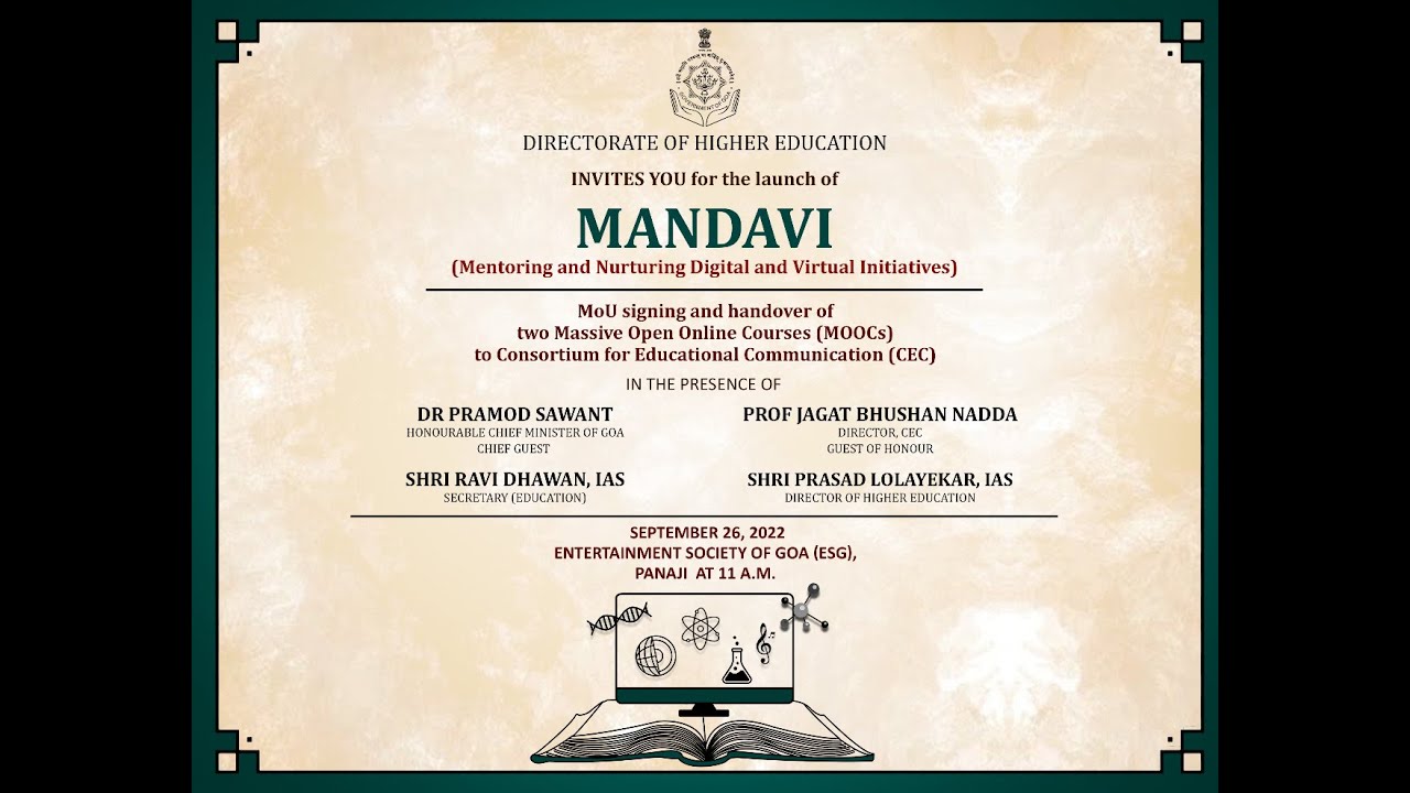 Launch of MANDAVI(Mentoring and Nurturing Digital and Virtual ...