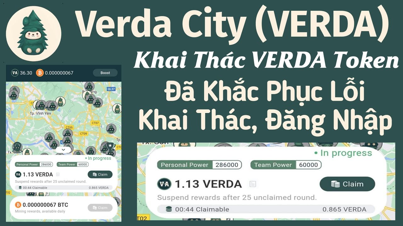 Verda City Khai Thác VERDA Token Khắc Phục Lỗi Khai Thác, Đăng Nhập ...