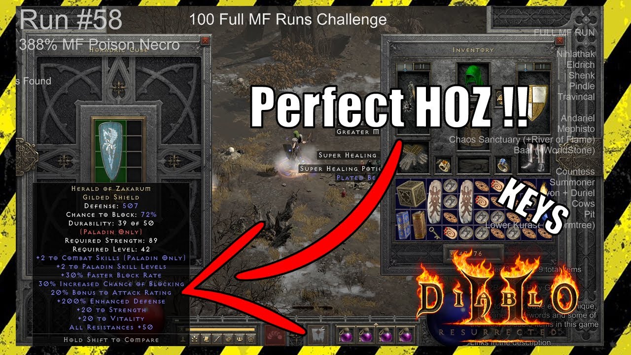 RUN #58/100: How to find Perfect HOZ!! Herald of Zakarum, MF Anywhere ...