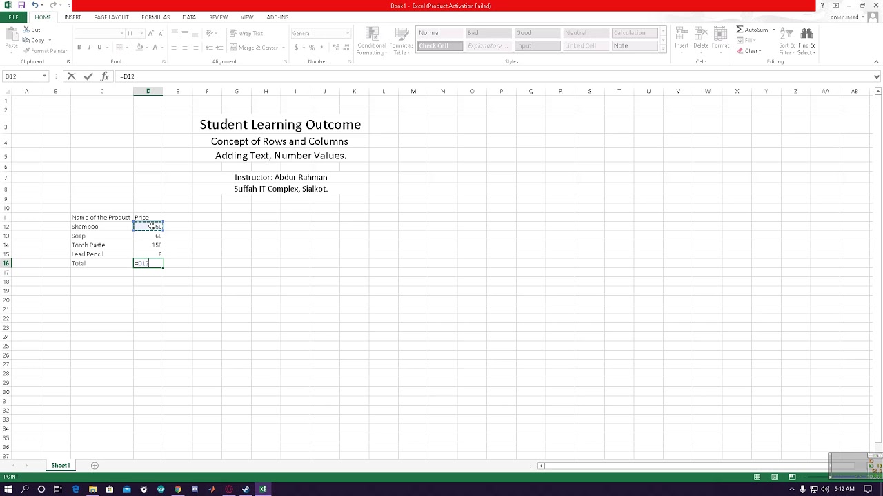 Microsoft Excel Lecture 1 for Beginners - YouTube