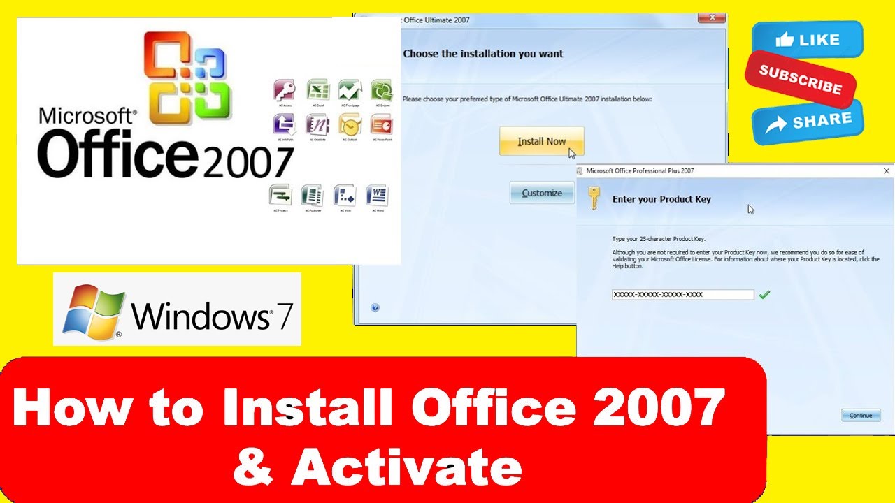 how to install office 2007 in windows 7 for free - YouTube