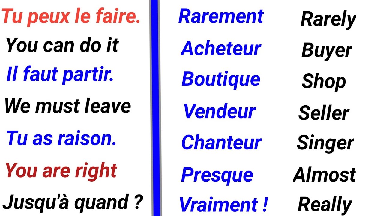 Simple phrases to easily learn French + 30 adjectives in French. - YouTube
