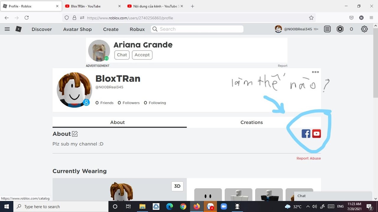Roblox: Hướng dẫn add kênh youtube và nick facebook vào profile Roblox ...