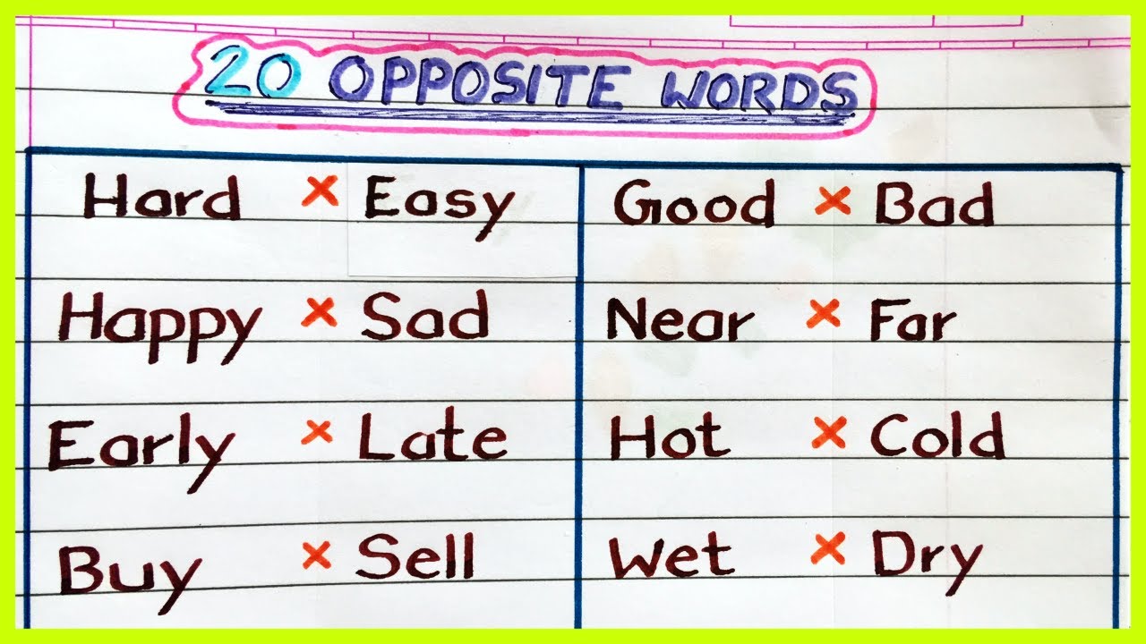 20 Opposite Words | Opposite words in English | Primary students # ...