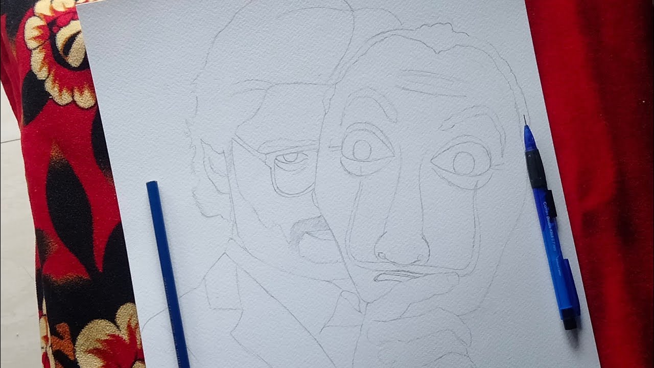 How to Draw freehand Outline //Simple Method (Drawing Money Heist ...