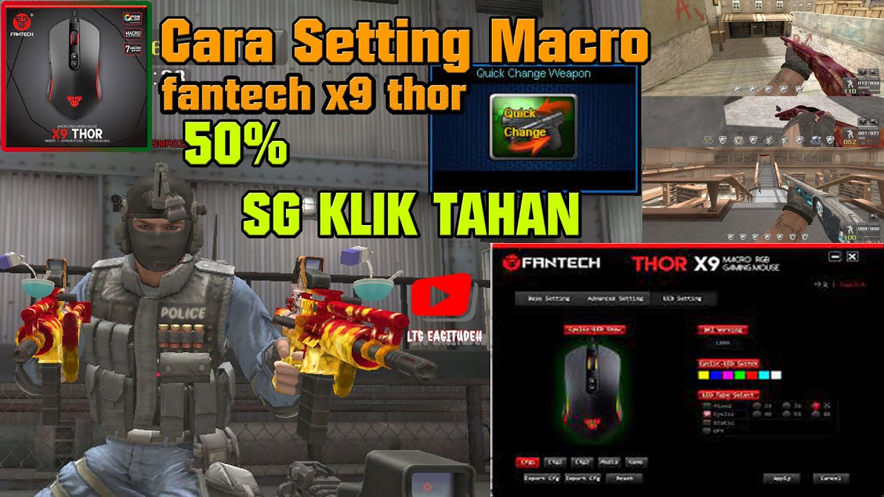SG KLIK TAHAN !! Fantech Thor x9 Cara setting macro SG klik tahan di mouse x9 thor #tutorial ...