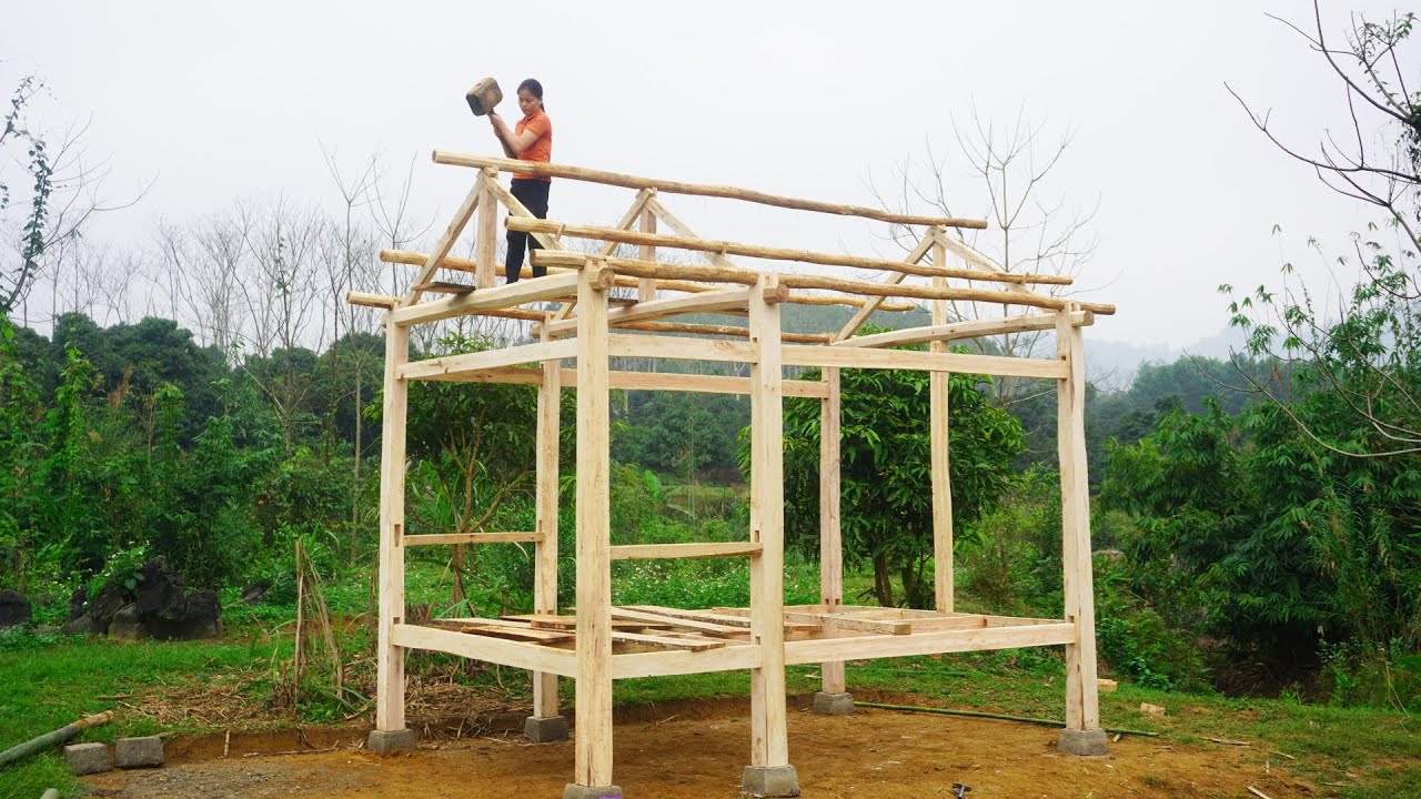 Wooden house construction techniques, BUILD LOG CABIN / Hoàng Thị Chiển ...