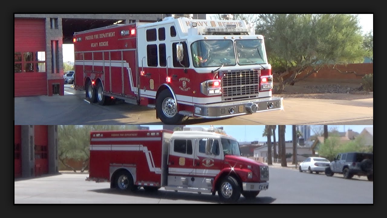 Squad 8 & Squad Tender 8 Responding [Phoenix Fire Department] - YouTube
