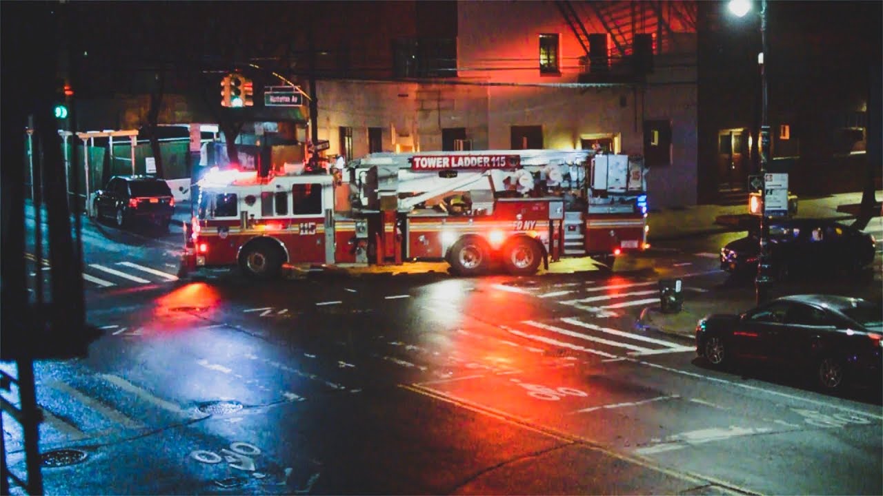 FDNY - Tower Ladder 115 and Battalion 45 Responding to Stove Fire - YouTube