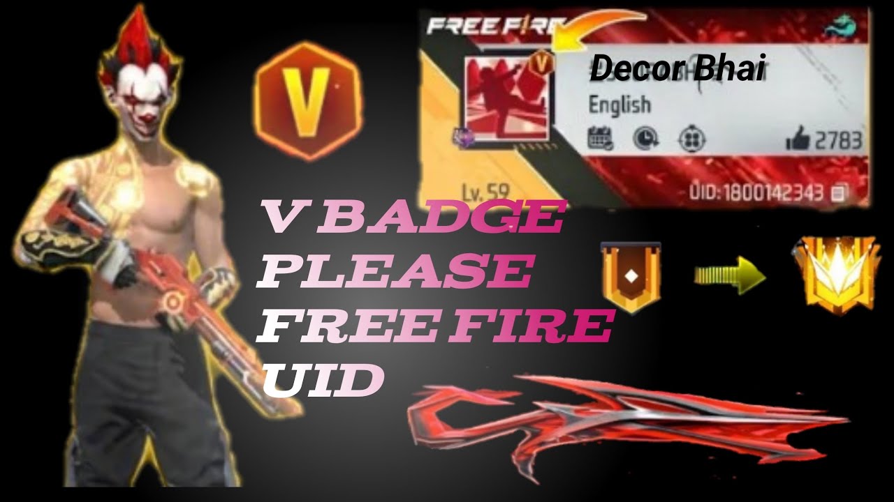 V Badge youtubers Ryal UID 😱Decor Bhai 👈👉 Nitin ff Nayan GEMING# ...