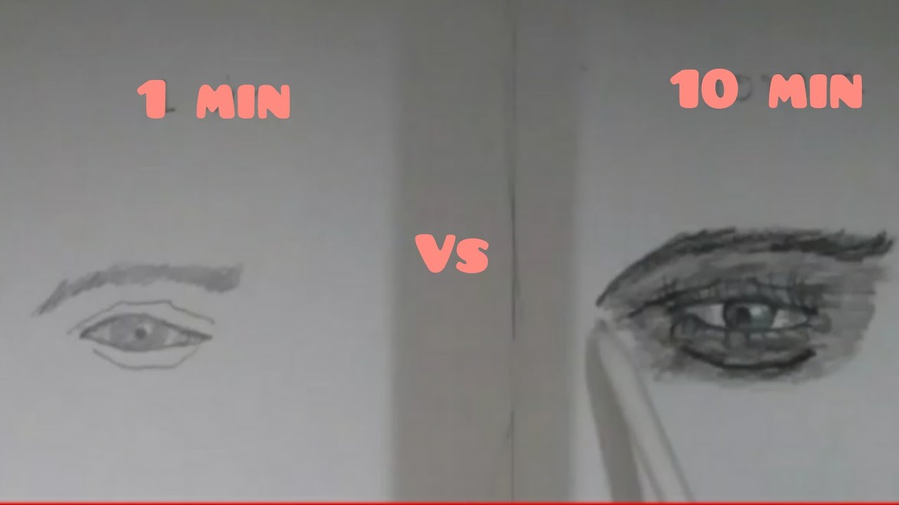 1 min vs 10 min challenge | eye drawing |ART WITH ARTIST - YouTube