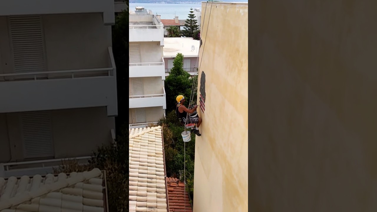 Επισκευη βορεινου τοιχου χωρις σκαλωσια,εναεριτης ελαιοχρωματιστης ...
