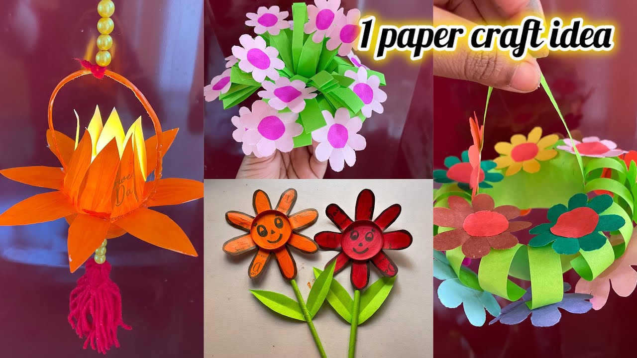 Different types of easy paper craft, home decor idea with paper, paper ...