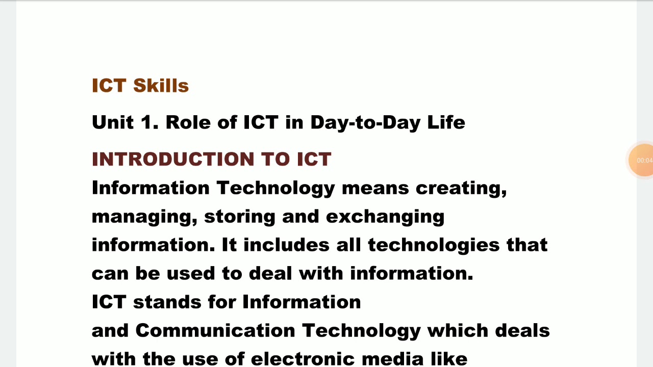 9TH COMPUTER PART-A UNIT-3 INTRODUCTION TO ICT VIDEO-1 - YouTube