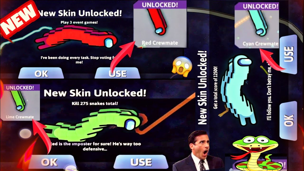 SNAKE🐍 IO NEW EVENT.Snake🐍 USE THE Challenge Among us! ALL SKIN ...