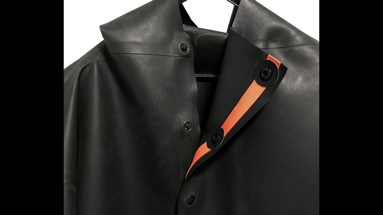 HEAVY PURE RUBBER BLACK UNLINED RAINSUIT / CHEST WADERS + JACKET, ca ...