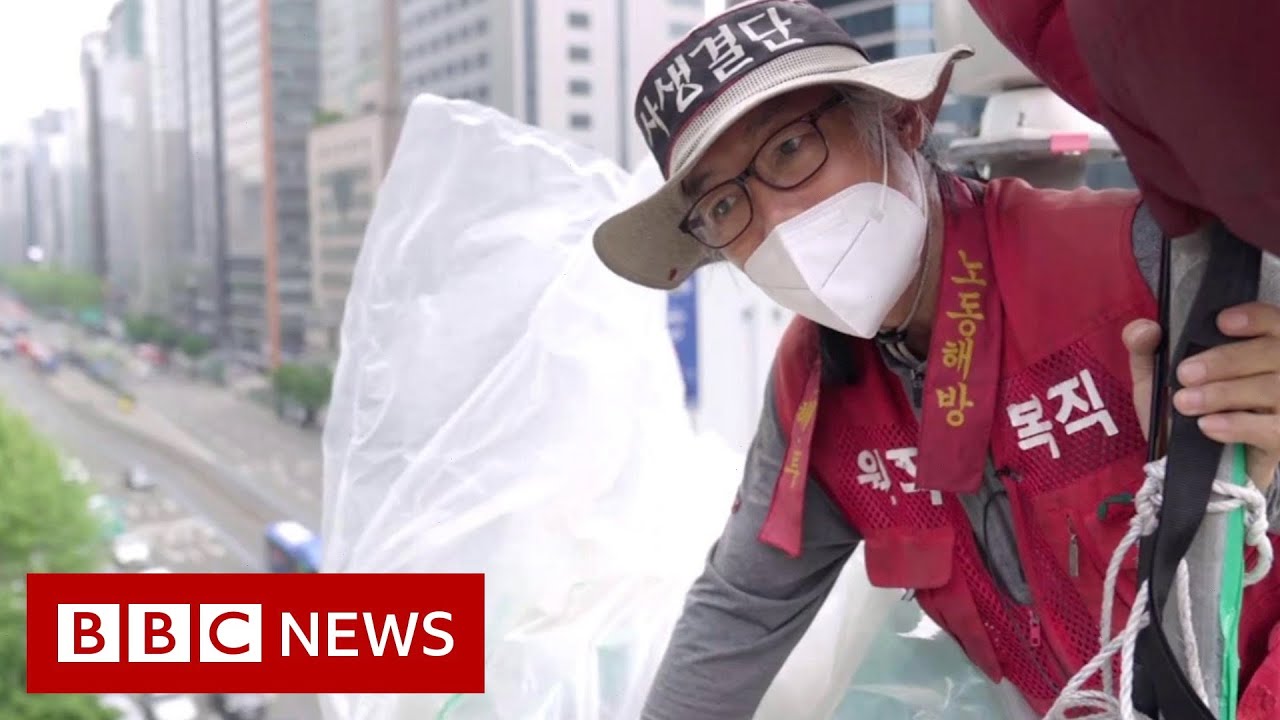The South Korean Samsung protester living in the sky - BBC News - YouTube