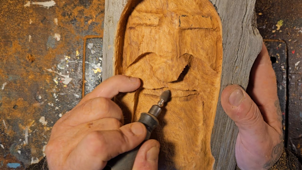 Beginner Woodspirit carving using a dremel flex shaft. # ...