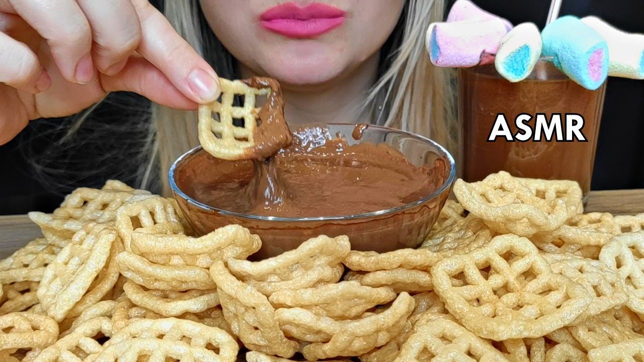 ASMR CORN CRUNCHY SNACKS with DARK CHOCOLATE | EATING DESSERT MUKBANG ...