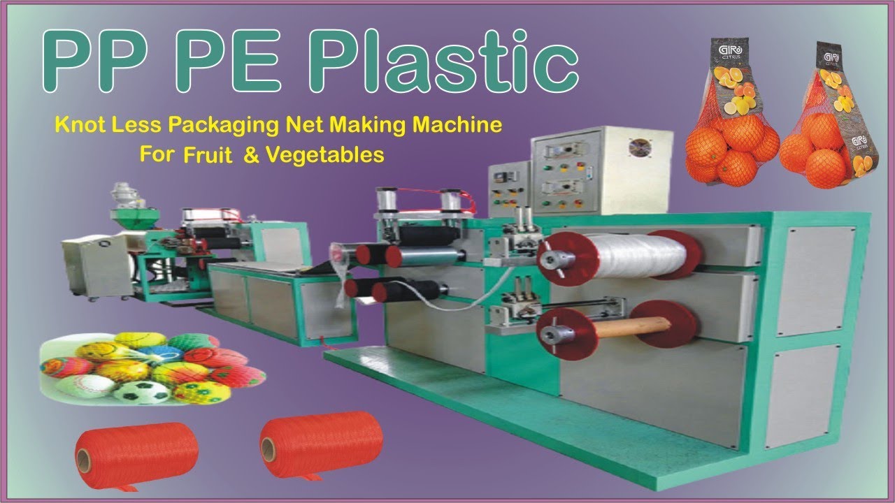 PP PE Plastic Knot Less Packaging Net Making Machine For Fruit ...