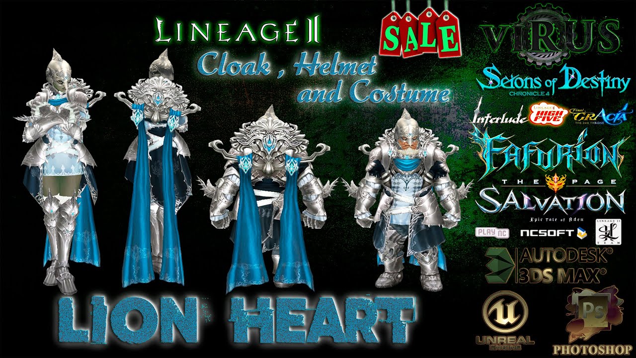 Lion Heart Set. Cloak, Helmet and Cosumes. LINEAGE II. Any Chronicles √ ...