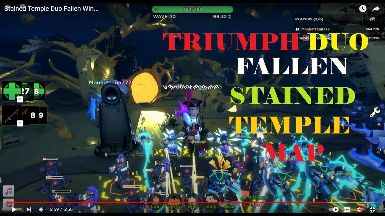 TRIUMPH DUO FALLEN STAINED TEMPLE MAP. TOWER DEFENSE SIMULATOR - YouTube