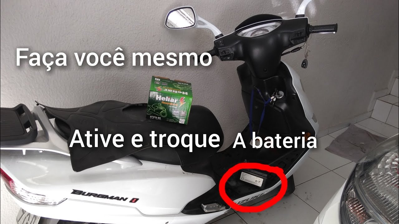 como ativar e trocar bateria da Suzuki Burgman 125, vejam o passo a ...