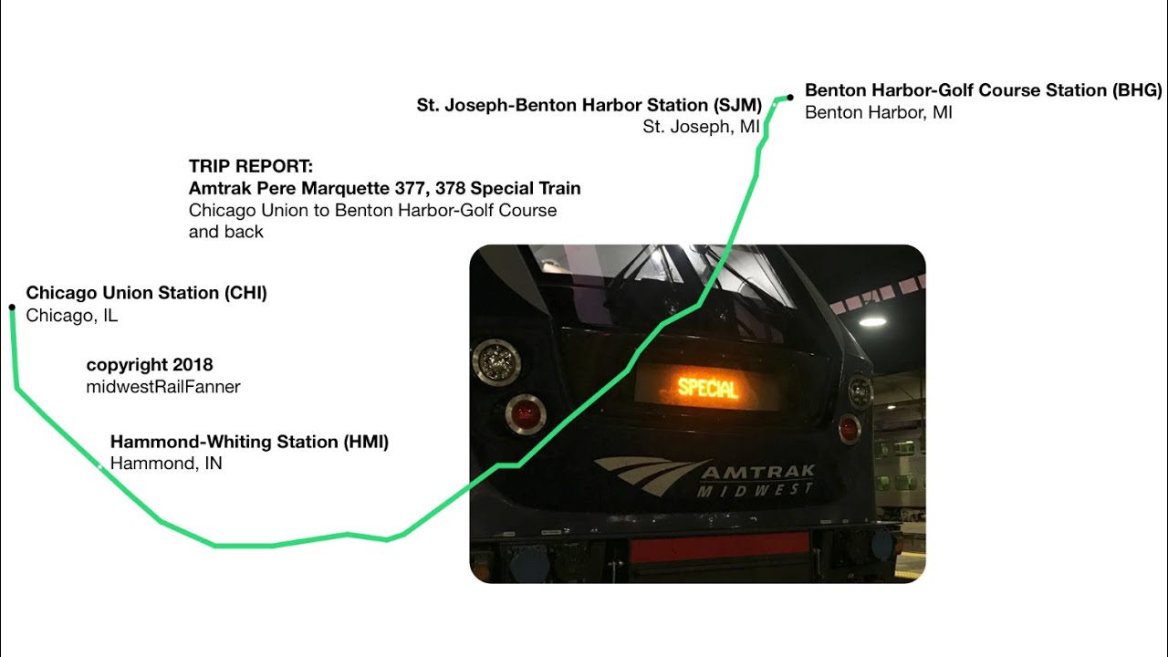 (4K) [TripReport] Amtrak Pere Marquette 378, 377 SPECIAL TRAINS CHI-BHG ...
