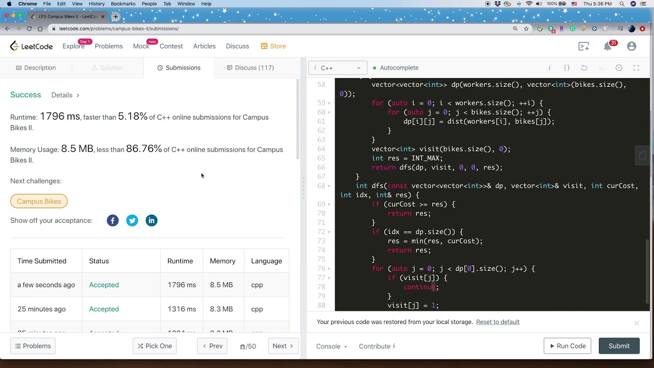 猩猩的乐园 Leetcode 1066 Campus Bikes II - YouTube