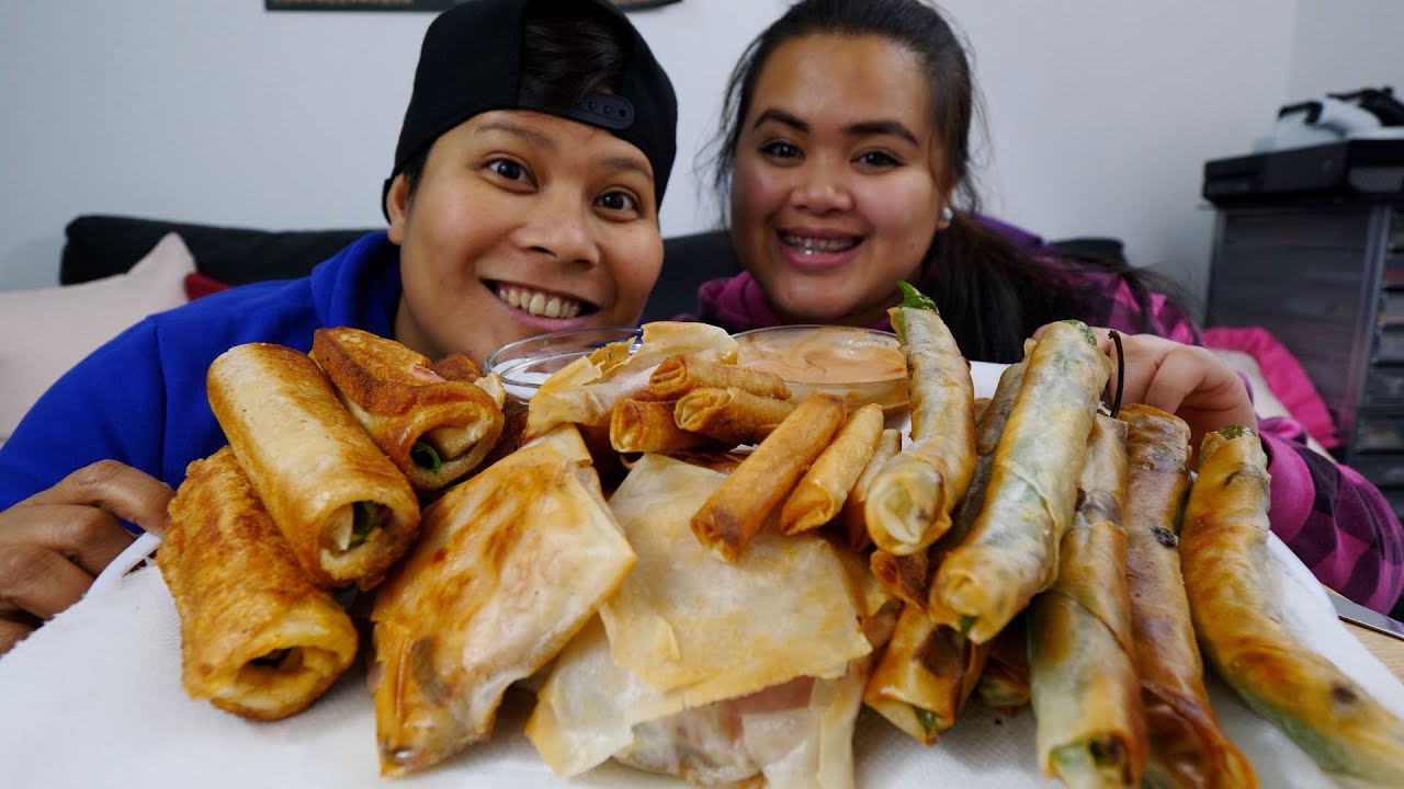 Filipino food Merienda/Snacks Pizza bread roll, Dynamite Lumpia and AM ...