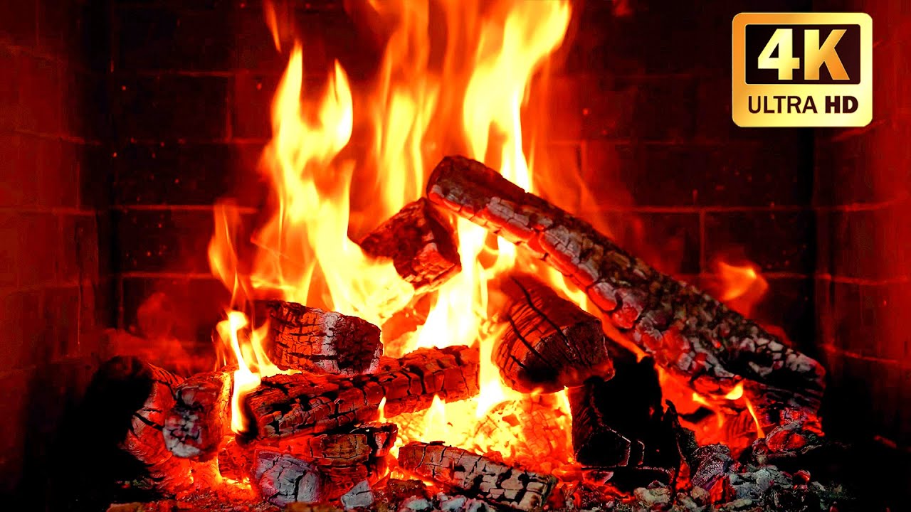Relaxing Fireplace Burning Logs Video 4K - Smooth Fire Sound with ...