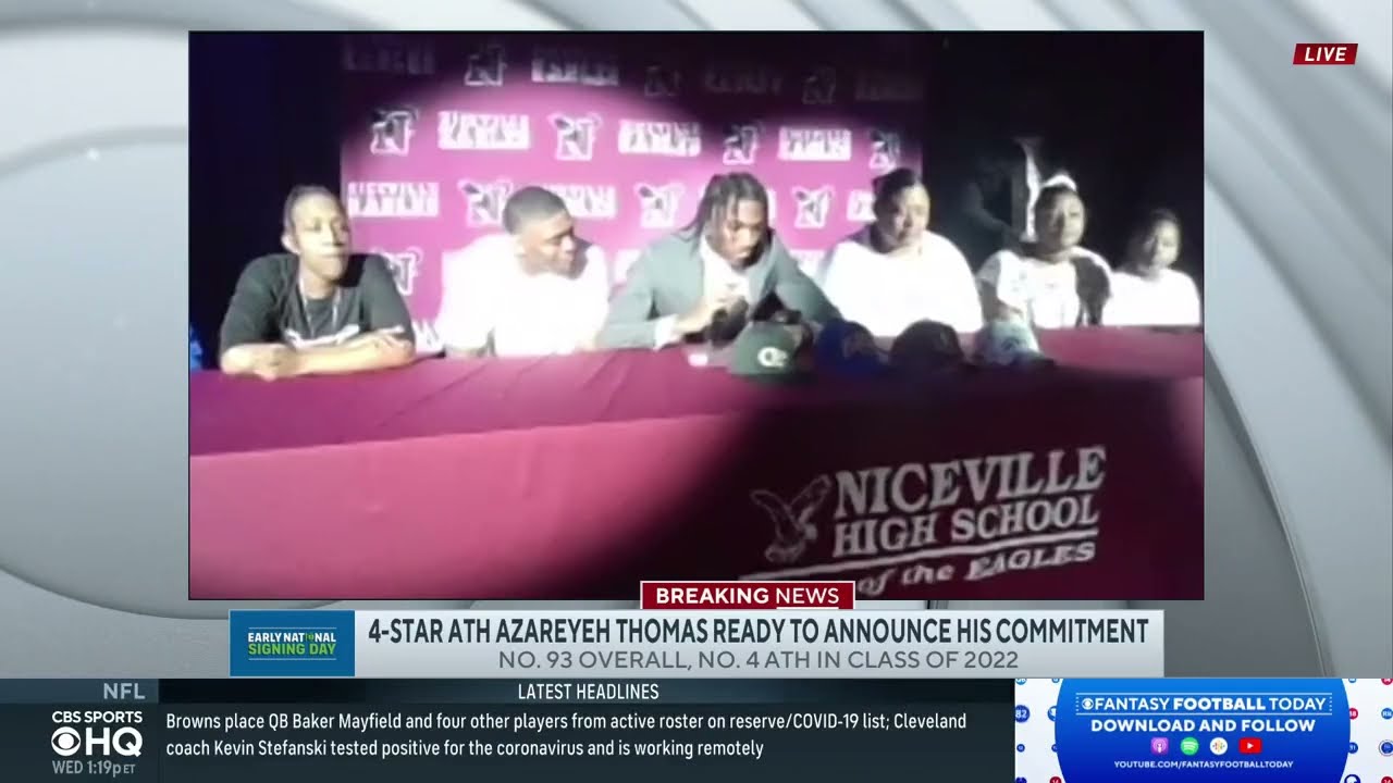 Azareyeh Thomas Commits to Florida State on Early Signing Day (2021 ...