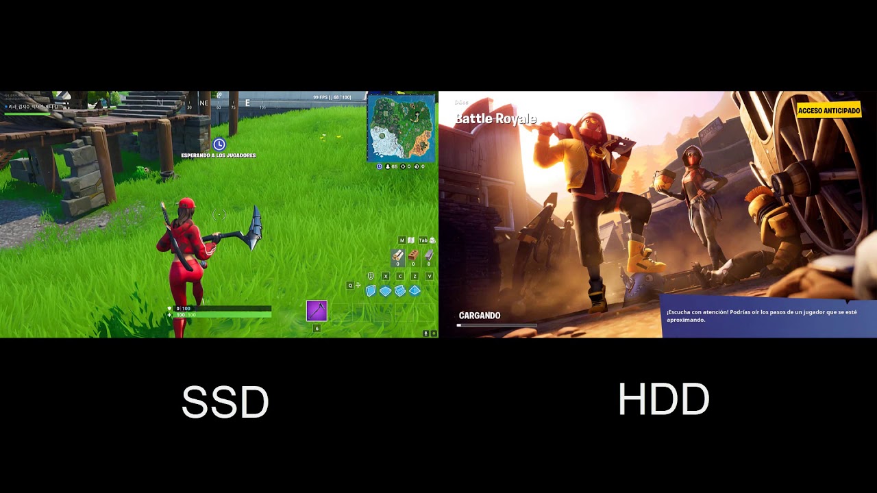 Comparación SSD VS HDD en tiempo de carga en fortnite - YouTube