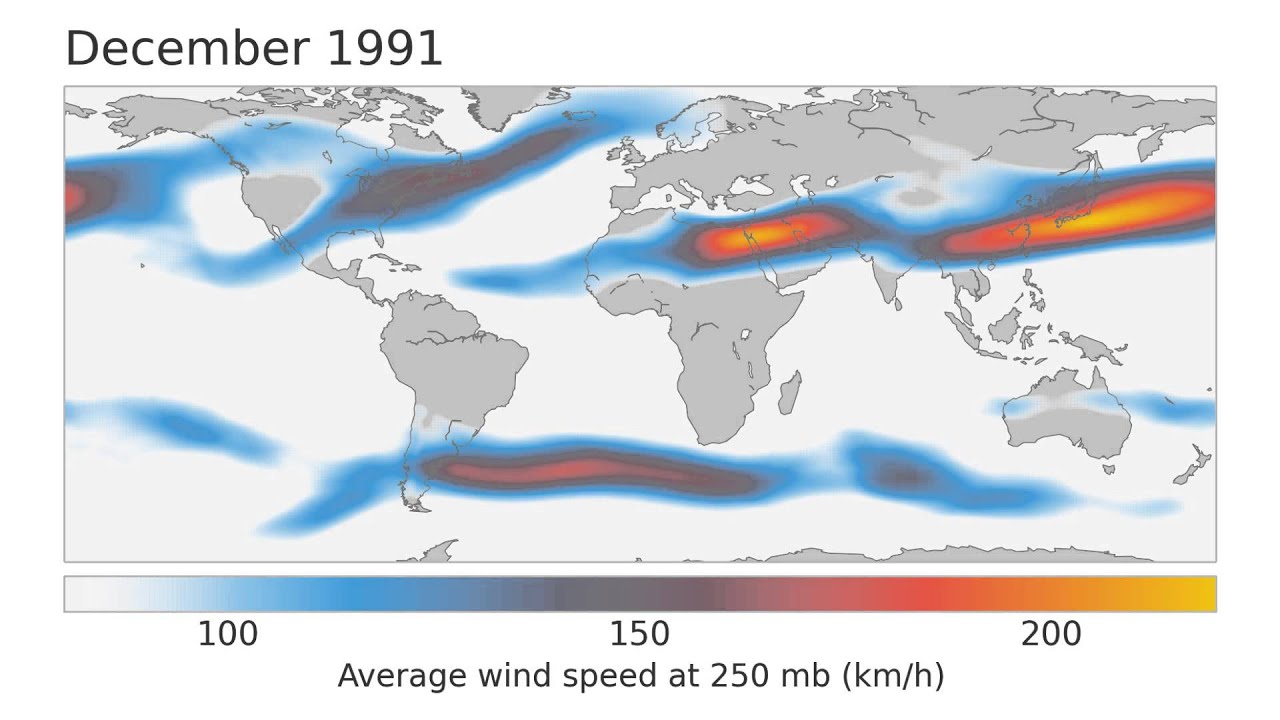 Annual variations in the jet stream (1980-2013) - YouTube