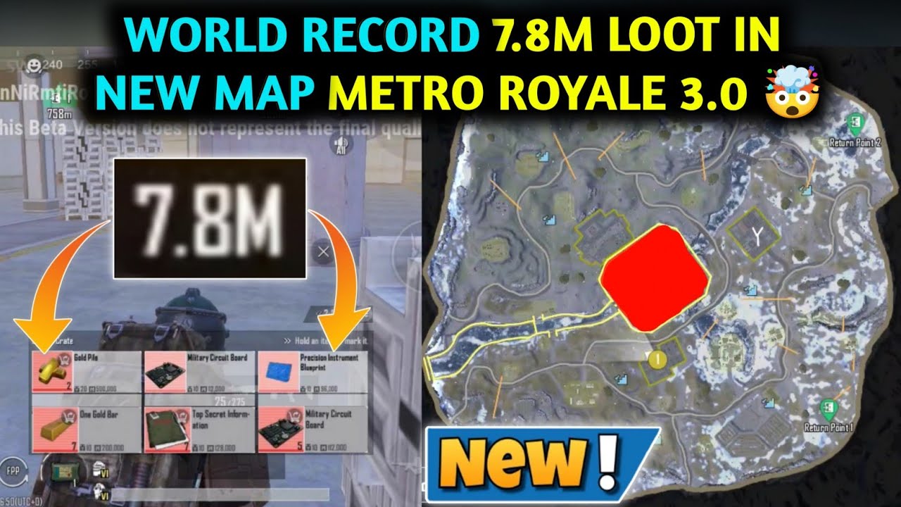 WORLD RECORD 7.8M LOOT IN NEW MAP METRO ROYALE 3.0 🤯 PUBG METRO ROYALE ...